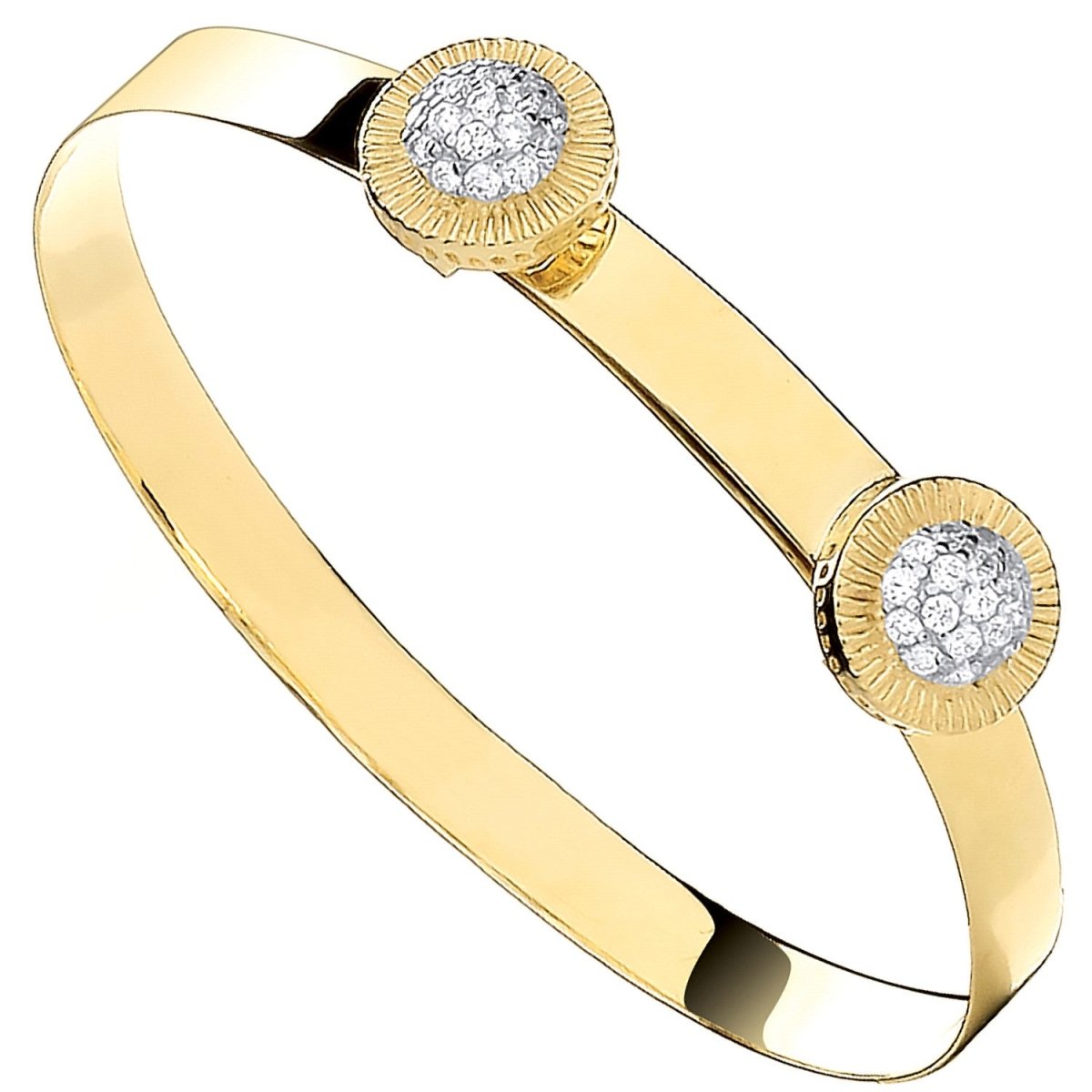 9ct Yellow Gold Expandable Baby Bangle With Round CZ Studs – Samuel Perry