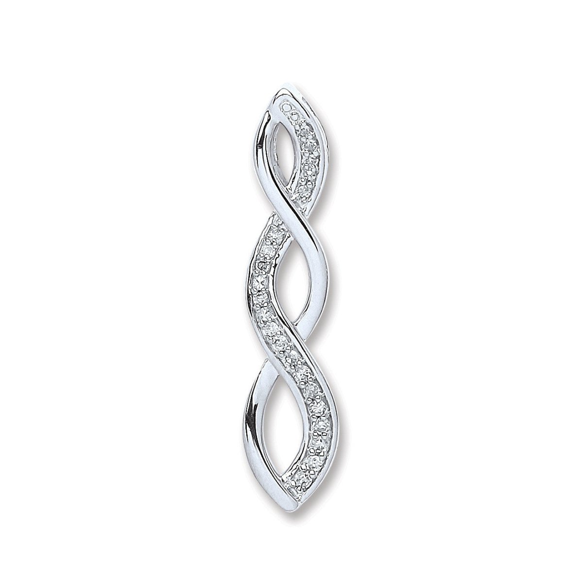 9ct White Gold 0.08ct Diamond Pendant | Samuel Perry