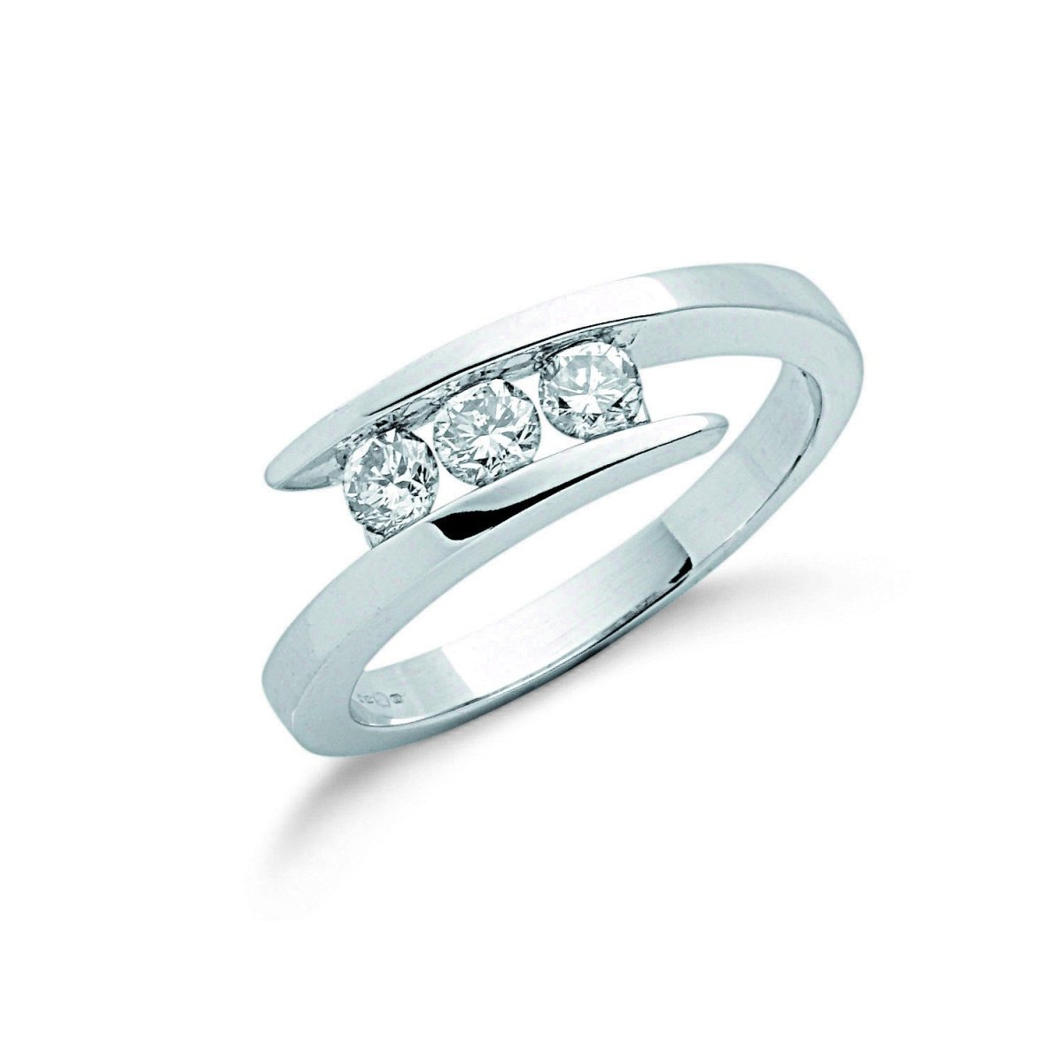 9ct White Gold Diamond Trilogy Ring | Samuel Perry