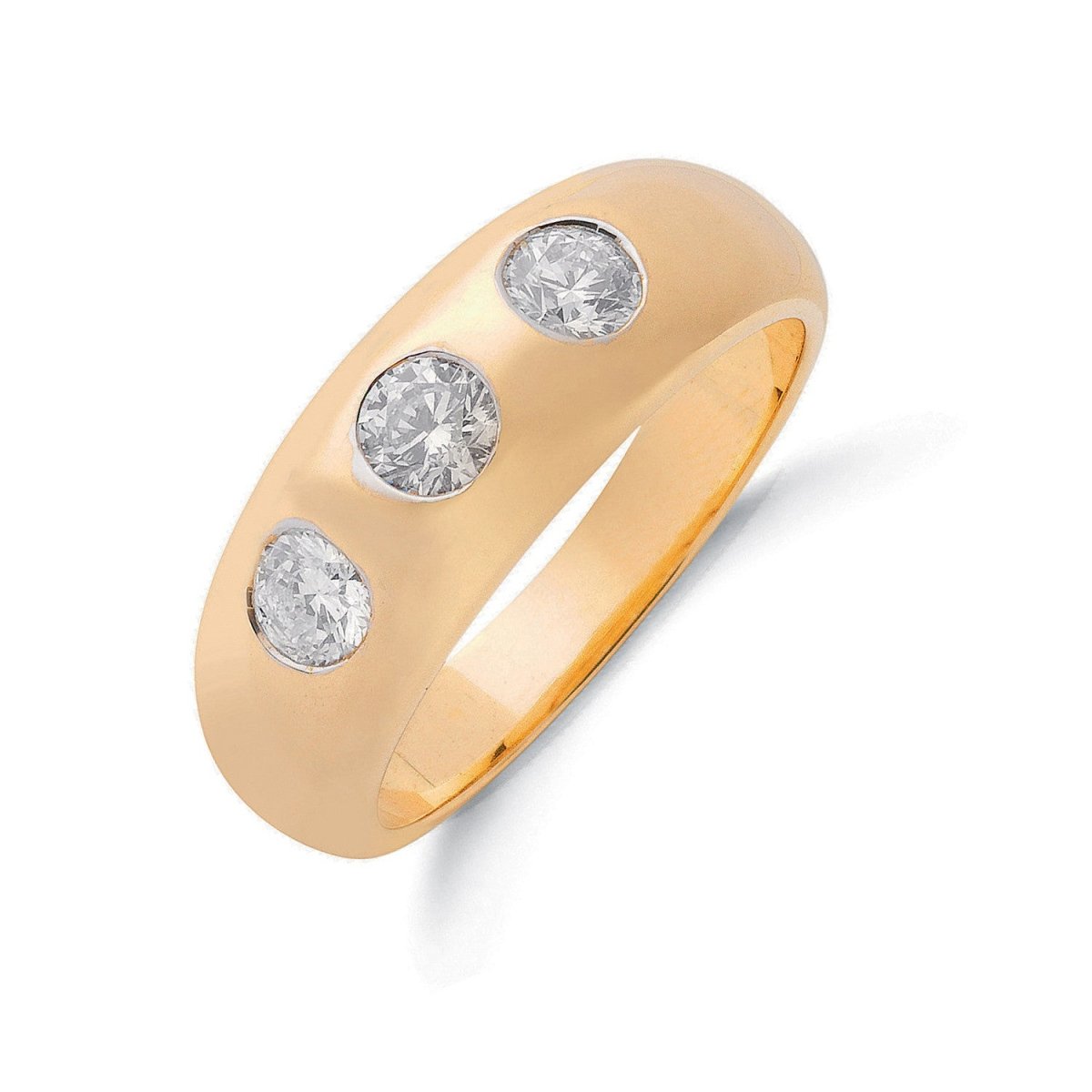9ct Yellow Gold 1.00ct Gents 3 Stone Diamond Band – Samuel Perry