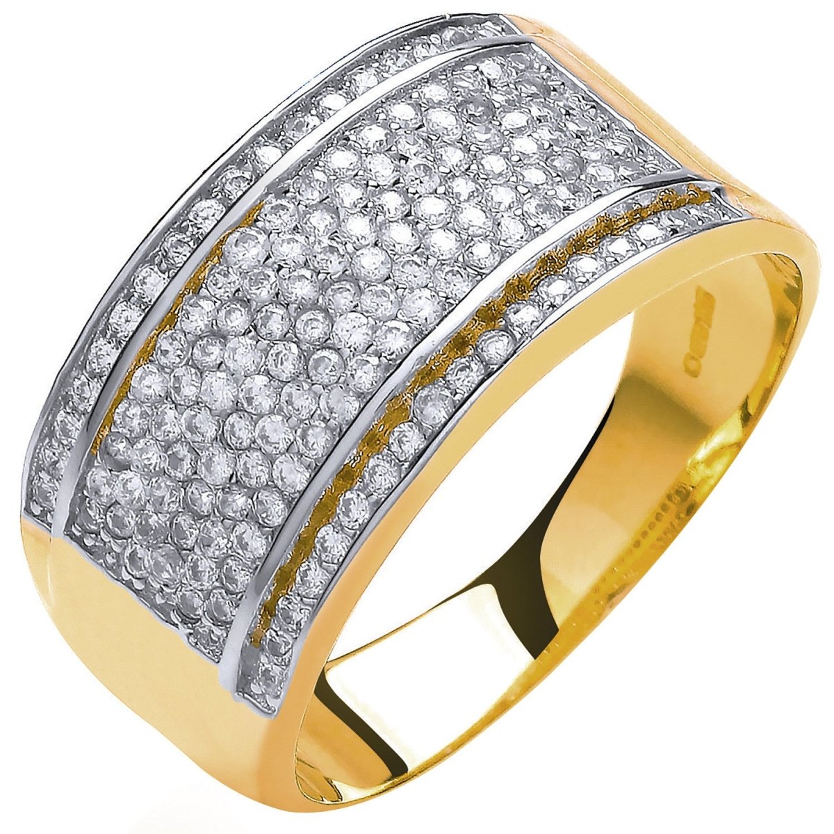 9ct Yellow Gold 11mm Bombay CZ Statement Ring | Samuel Perry