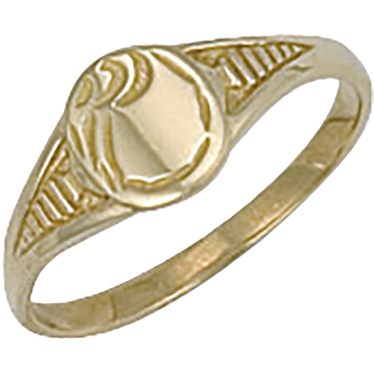 9ct Yellow Gold Baby Engraved Oval Signet Ring – Samuel Perry