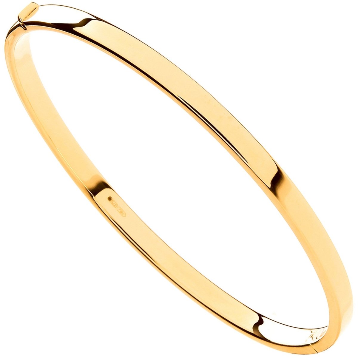 9ct Yellow Gold Hollow Flat Hinged Bangle – Classic Elegance – Samuel Perry