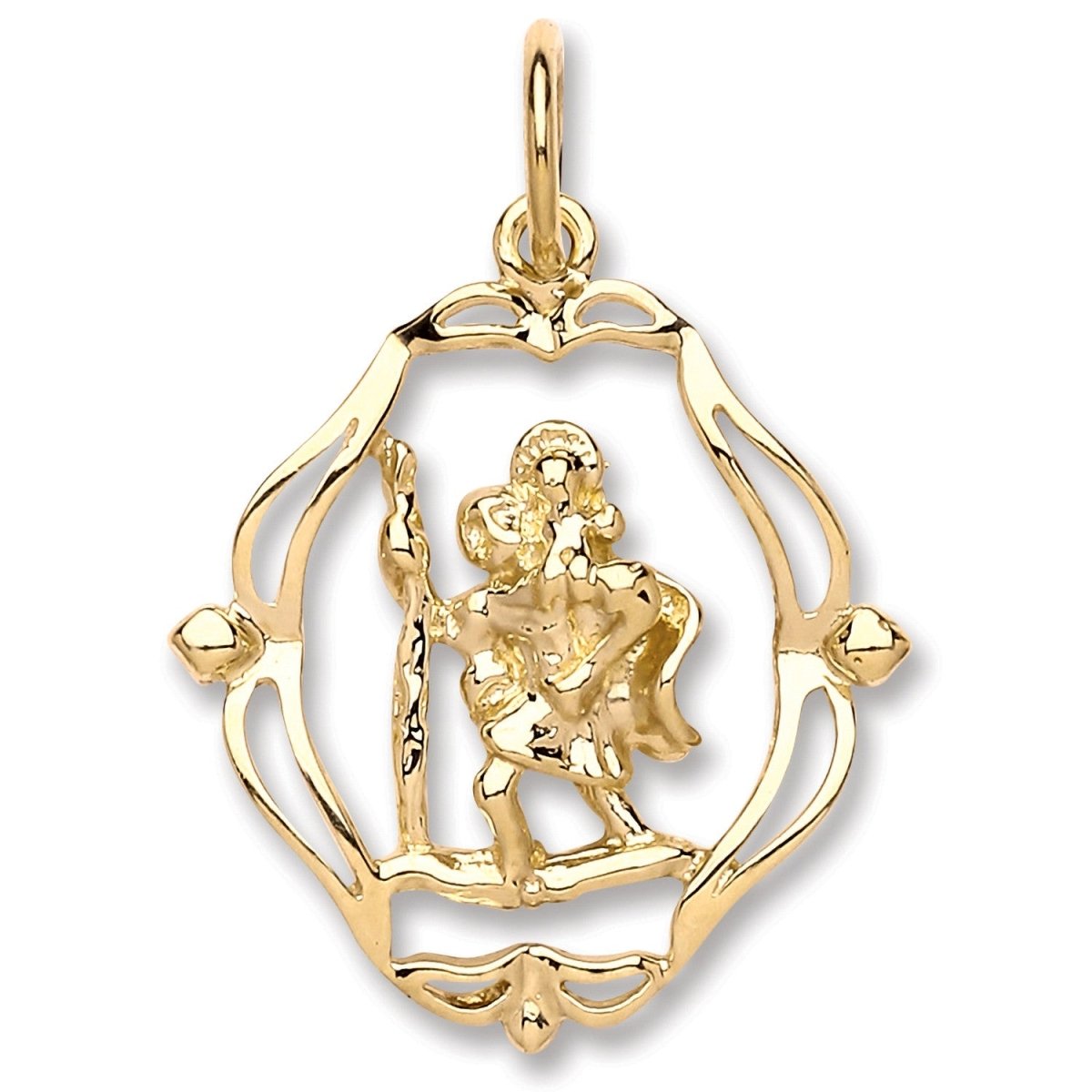 9ct Yellow Gold Oval St Christopher Pendant – Elegant – Samuel Perry
