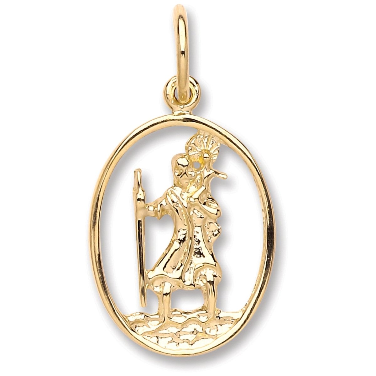9ct Yellow Gold Oval St Christopher Pendant – Symbol Of – Samuel Perry