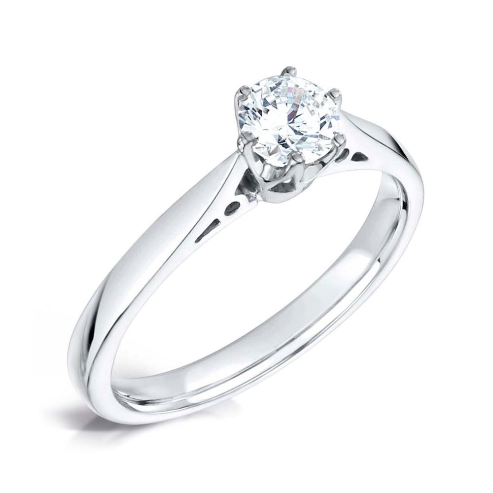 Solitaire Six-Claw Rex Engagement Ring with Tapered Chenier Band ...