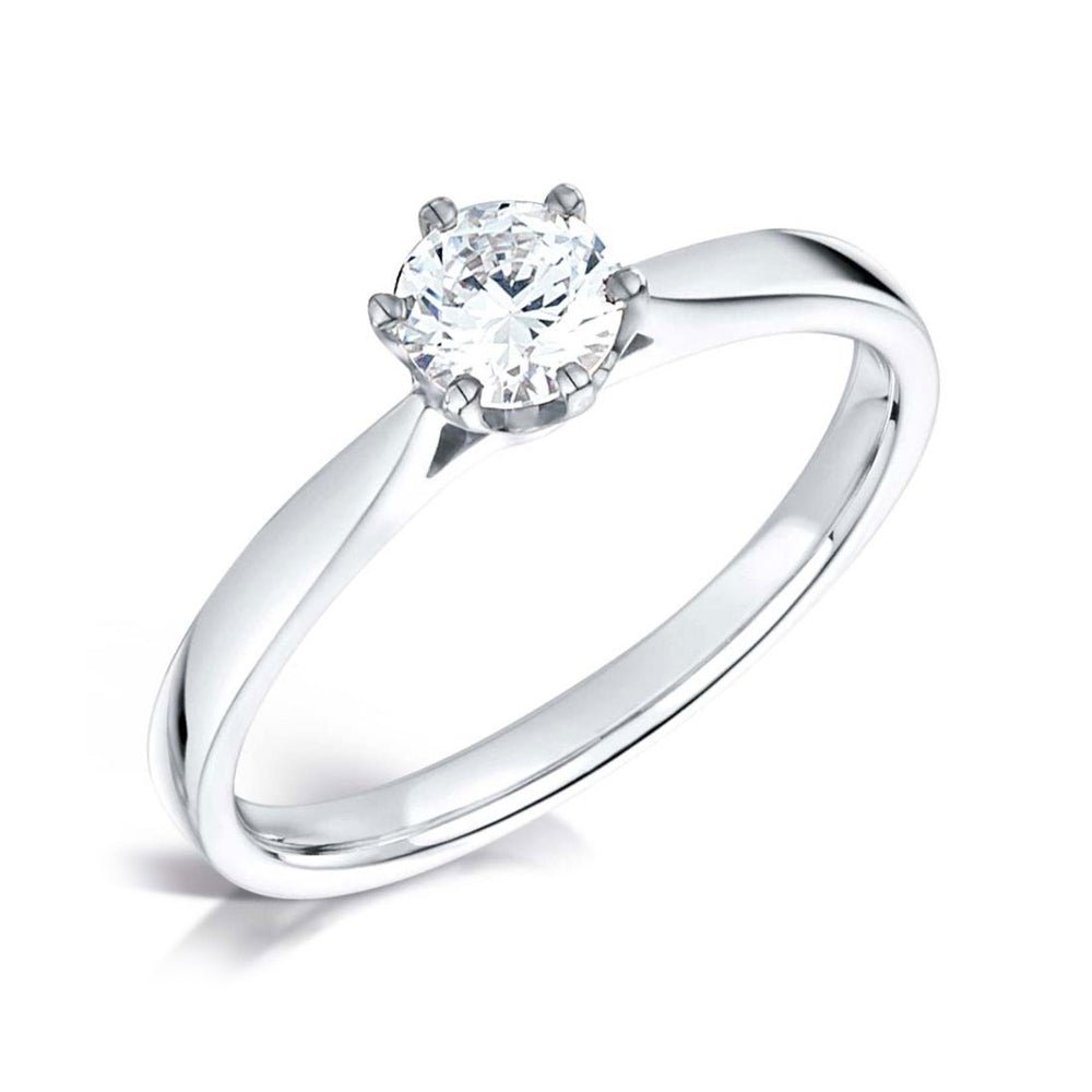 Solitaire Six-Claw Rex Engagement Ring with Tapered Daylight | Samuel Perry