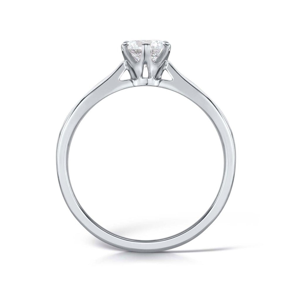 Solitaire Six-Claw Rex Engagement Ring with Tapered Daylight | Samuel Perry
