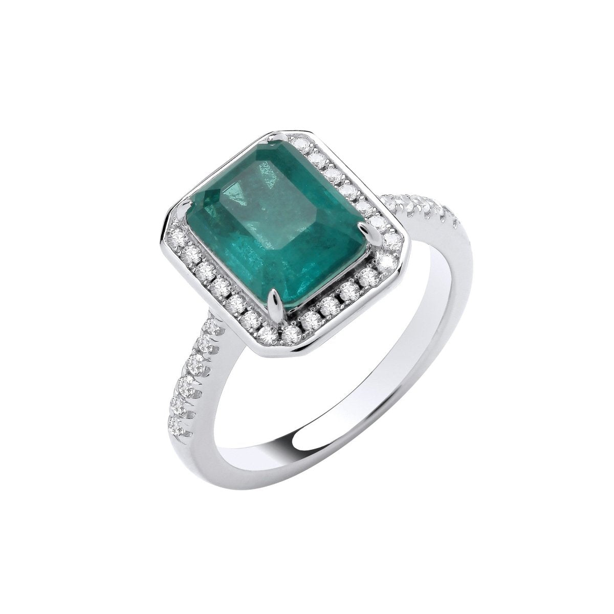 Sterling Silver Elegant Green Fusion Emerald Cut Ring – Samuel Perry