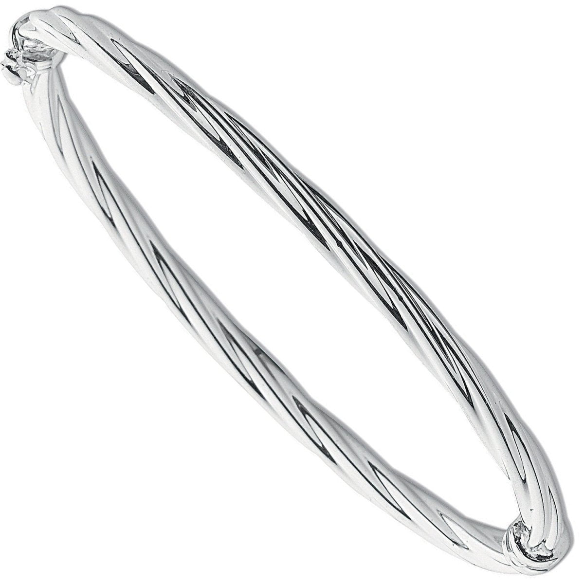Sterling Silver Sleek Twisted Hollow Hinged Bangle – Samuel Perry