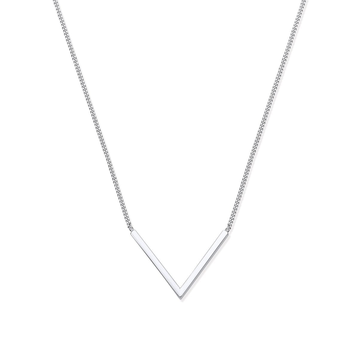 Sterling Silver Sleek V-Shape Pendant Necklace – Samuel Perry