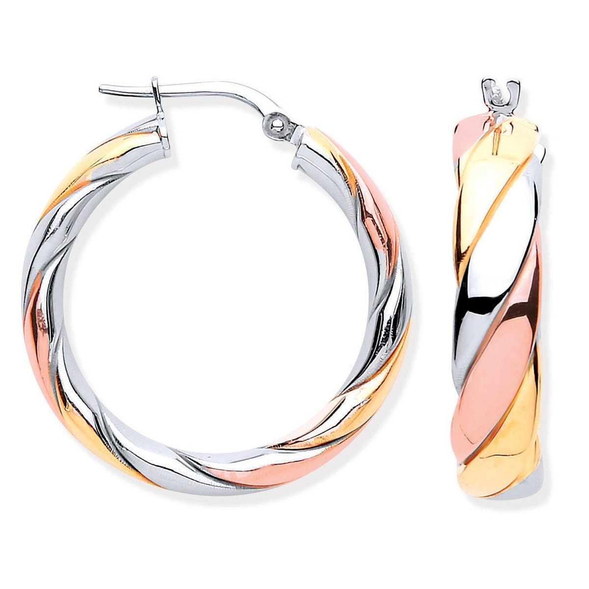 Sterling Silver Three Colour Round Hoop Earrings – Samuel Perry